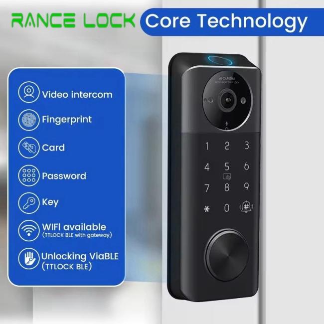 Smart door lock with facial recognition and camera