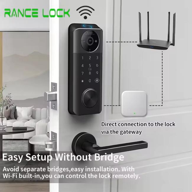 Smart lock installed on a modern door