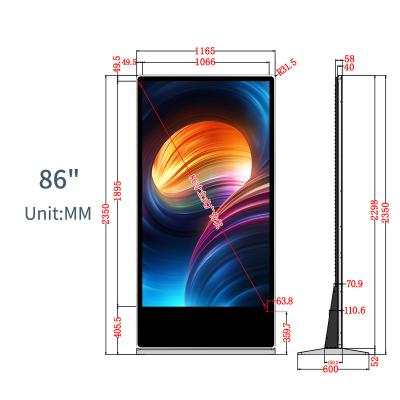Cina Touch screen a 86 pollici dell'affissione a cristalli liquidi di OS Digital di Windows che annuncia esposizione Kisok in vendita
