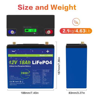Cina 12v 18ah Lifepo4 batteria agli ioni di litio piccola corrente di scarica 9A in vendita