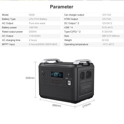 Cina Generatore portatile solare a due vie da 2000 W a due vie da 2000 W con uscita CA rapida multifunzione da 2000 W in vendita