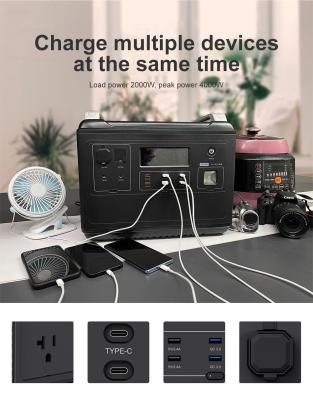 Cina Generatore portatile solare a due vie da 2000 W a due vie da 2000 W con uscita CA rapida multifunzione da 2000 W in vendita