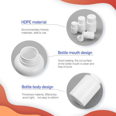 China Empty Round White Plastic Pill Bottle HDPE medicine bottle 50ml 60ml 100ml 150ml 200ml for sale