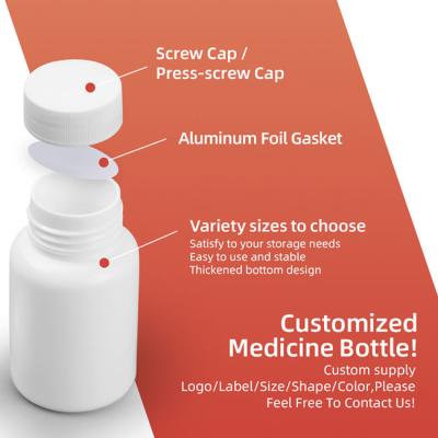China Empty Round White Plastic Pill Bottle HDPE medicine bottle 50ml 60ml 100ml 150ml 200ml for sale