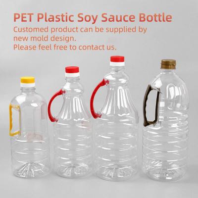 China Custom Plastic Condiment Bottles 800ml 900ml Transparent PET Soy Sauce Bottle for sale