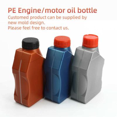 China PE Engine Oil Bottle 1000ml Screw CAP Empty Motor Oil Container for sale