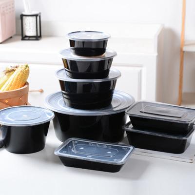 China Square Round Food Packaging Containers 450ml 500ml Disposable Food Packaging Tray for sale