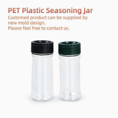 China Empty Clear Plastic Spice Bottles 100Ml 250Ml PET Salt Shaker Seasoning Jars Bulk for sale
