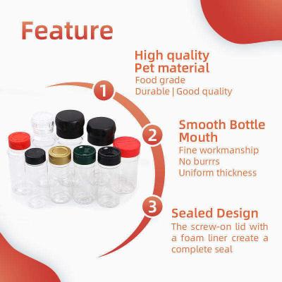 China 100Ml Plastic Spice Bottles Herbs Powders Seasoning Shaker Containers for sale