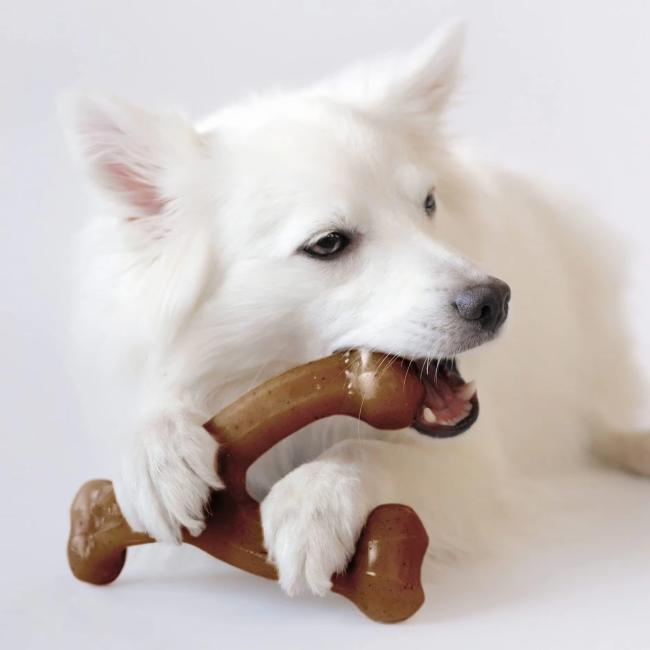 Benebone Wishbone Sturdy Food Grade Dog Chew Toy for Aggressive Chewers Giant Real Bacon Flavor Tough Nylon Bone Dog Toy