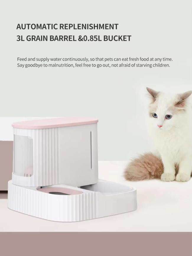 New High Quality Safety Material Supplies 3l Pet Cat Food Bowl Dog Automatic Feeder With Dry Food Storage Cat Drinking Water Bow