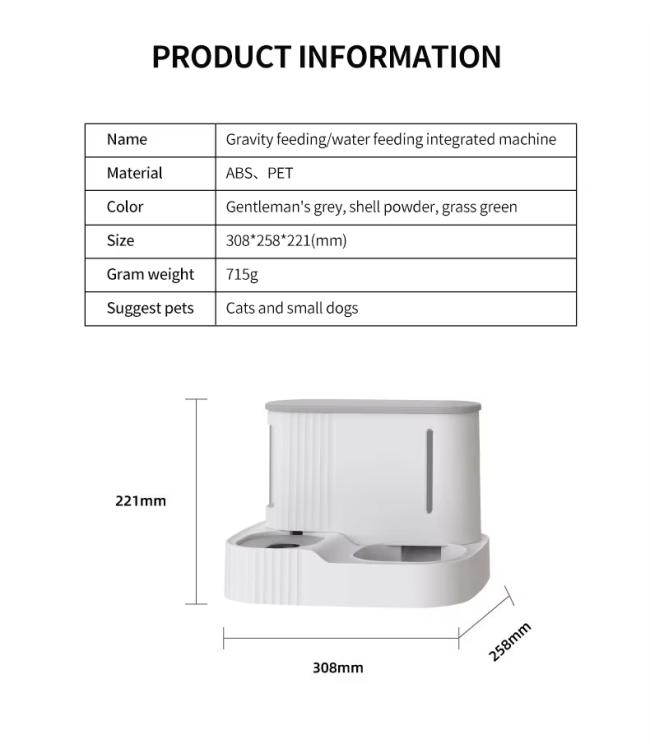 New High Quality Safety Material Supplies 3l Pet Cat Food Bowl Dog Automatic Feeder With Dry Food Storage Cat Drinking Water Bow
