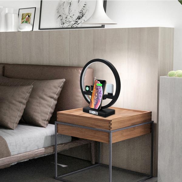 Quality 6 in 1 Multifunction Charger Night Pad Table Lamp QI Charging Led Light With for sale