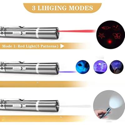 China USB Chargeable Cat Toys Multi-Mode Interactive Cat Laser Pen Multi-Pattern Laser Pointer for Indoor Cats for sale