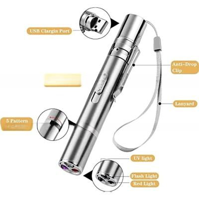 China USB Chargeable Cat Toys Multi-Mode Interactive Cat Laser Pen Multi-Pattern Laser Pointer for Indoor Cats for sale