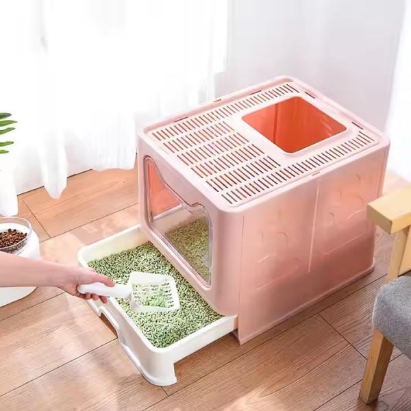 Quality Foldable Storage Litter Box Splash Cat Excrement Box Cat Toilet Send Cat Litter for sale