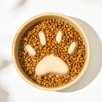 China Ceramic Pet Bowl Dog Slow Feeder with Wooden Frame Applicable Pet Dogs Customize logo Color Packaging LCD Display NO for sale