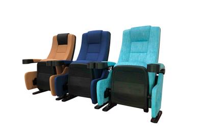 China Commerciële Bioskoop die Stoelen met Cupholder-de Stoffering van het Stoffenschuim vouwen Te koop