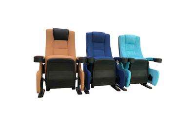 China Commerciële Bioskoop die Stoelen met Cupholder-de Stoffering van het Stoffenschuim vouwen Te koop