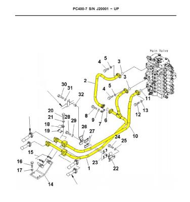 China PC400 PC450 Excavator Hydraulic Distribution Valve Iron Pipe For Energy Mining for sale