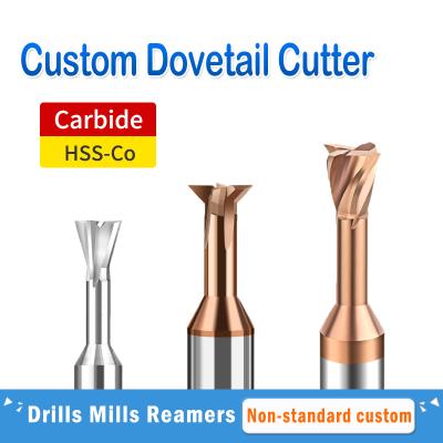 China 48 60 90 Degree Dovetail Milling Tools Carbide End Mill Cutter Groove Slot Custom Size for sale