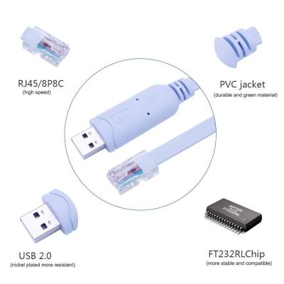 Chine Connecteur de harnais personnalisé industriel USB à RJ45 à 8P8C Tête de cristal à câble de commande de commutateur de port série RS232 à vendre