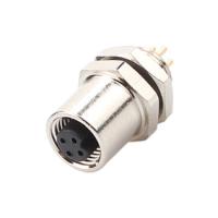 China M5 Code A Female Connector 4Pin Panel Flange PCB Socket IP67 for sale