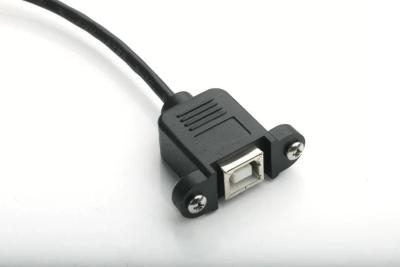 China MOUNTABLE USB PORT TYPE B FEMALE PANEL MOUNT ADAPTER TO USB MINI-B MALE TOP ANGLE WTH MOLDING for sale