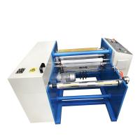 China Semi-automatic Stretch Aluminium Foil Rewinding Machine with Material Width 120-450mm for sale
