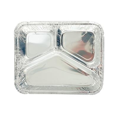 China Aluminum To Go Packaging Lunch Box with Customized Disposable 3 Compartment Container for sale