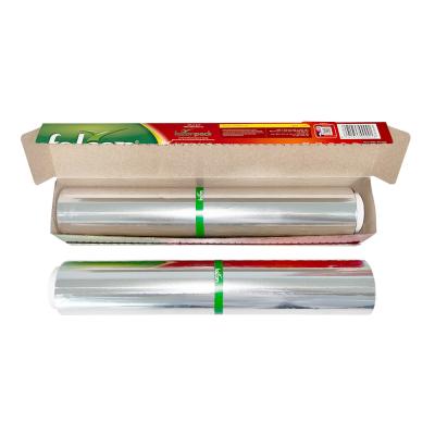 China Silver Heavy-duty Kitchen Aluminum Foil 8011 Food Baking Foil Roll with Slide Cutter for sale