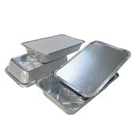 China Environmental Friendly Rectangular Disposable Aluminum Foil Tray With Paper Board Lids for sale