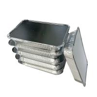 China Environmental Friendly Rectangular Disposable Aluminum Foil Tray With Paper Board Lids for sale
