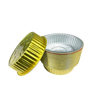 Cina Contenitore alimentare Foglio di alluminio Rotondo Airline colore oro Scartatore per pranzo da asporto in vendita
