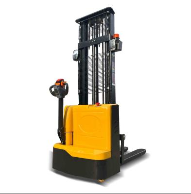 China 1.5ton 3000mm 2 Mast Full Electric Walkie Stacker With Curtis Controller For Inventory Counting for sale