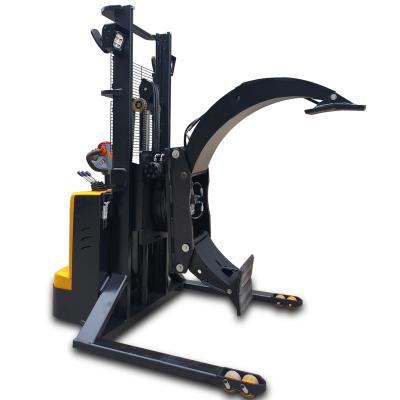 China Customized 1000kg 2meters full electric walkie stacker with clamp for roll handling and lifting for sale