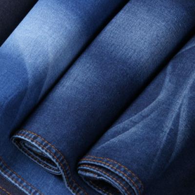 China Satin Bamboo Denim Fabric 71% Cotton 27% Polyster 2% Lycra for sale