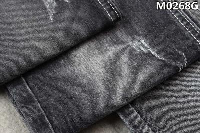 China Twill Cotton Polyester Spandex Denim Fabric Sulfur Black With Sanforizing Finishing for sale