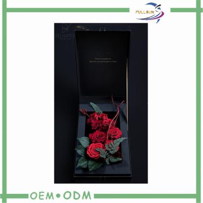 China High Class Black Square Floral Gift Boxes Cardboard Gold Foil Logo for sale