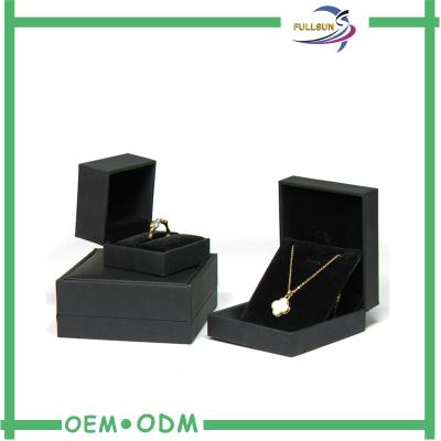 China Rectangle Black Jewelry Gift Boxes For Necklaces , Velvet Insert for sale