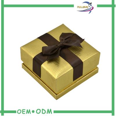 China Fancy Gold Cardboard Jewelry Gift Boxes Small Paper Gift Box Packaging With Ribbon for sale
