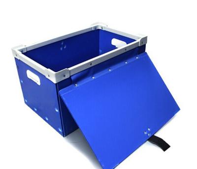 China Durable Plastic Corrugated Foldable Boxes Stackable PP Storage Bin Black / Blue for sale