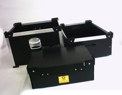 China Durable Plastic Corrugated Foldable Boxes Stackable PP Storage Bin Black / Blue for sale