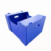China Rectangular PP Corrugated Sheet Box Recyclable Foldable Plastic Box Blue for sale