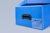 China Rectangular Plastic Corrugated Containers Stackable Corrugated Board Boxes Blue for sale