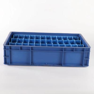 China Blue Plastic Divider Boxes Recyclable Plastic Crates With Dividers for sale