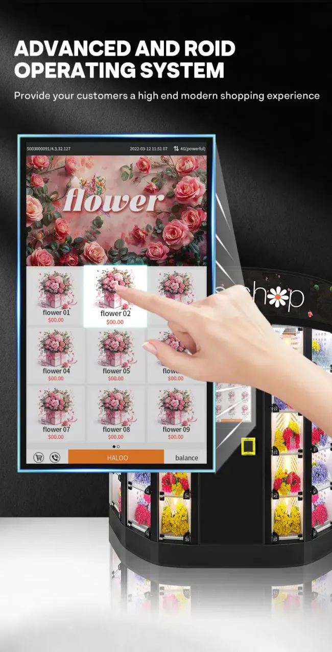 Haloo Vending Machine Vendor Maquina Expendedora De Flores 24/7 Self Service Cooling Fresh Bouquet Floral Flower Vending Machine 14