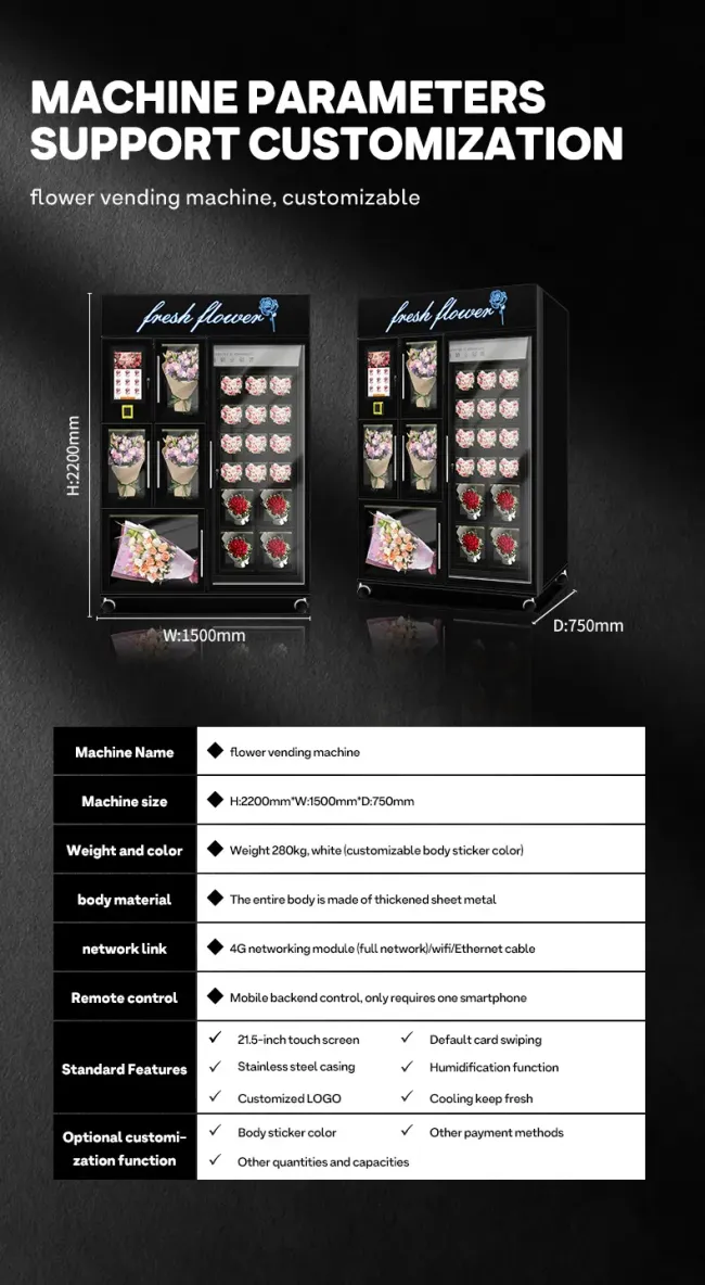 Haloo Vending Machine Supplie R20 Locker Touch Screen Flower Vending Machine 19