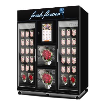 China Haloo Vending Machine Supplier 36 Locker Numbers Flower Vending Machine 21.5inch Touch Screen With Cash Card Reader Bill on the Machine for sale