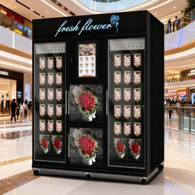 China Haloo Vending Machine Supplier 36 Locker Numbers Flower Vending Machine 21.5inch Touch Screen With Cash Card Reader Bill on the Machine for sale